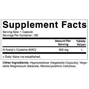 Vitamatic NAC N Acetyl L-Cysteine 600 mg 120 Veg Capsules