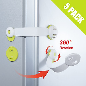 5 Pack Refrigerator Door Lock, Mini Fridge Lock Child Safety, Child Proof Cabinet Locks, Fits Perfectly for Locking Cabinets, Sliding Door, Drawers, Toilet Seat, Freezer, Closet Seat, Window, Oven