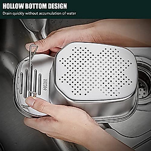 Multifunction Sink Drain Strainer Basket, Stainless Steel Kitchen Colander for Filter Food Waste and Rinsing Produce (Rice/Berry Washer)