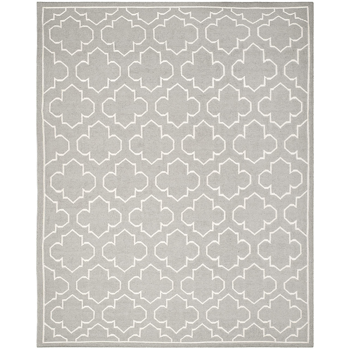 SAFAVIEH Dhurries Collection 8' x 10' Grey/Ivory DHU625B Handmade Flatweave Premium Wool Area Rug