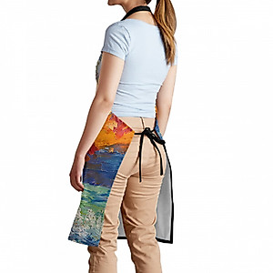 Giwawa Oil Paint Painting Apron - Adjustable Neck & Hidden Centre Pocket - Colorful Rainbow Art Summer Kitchen Apron Colored Artist Smock Chef Garden Baking Cooking Unisex Adult Bib