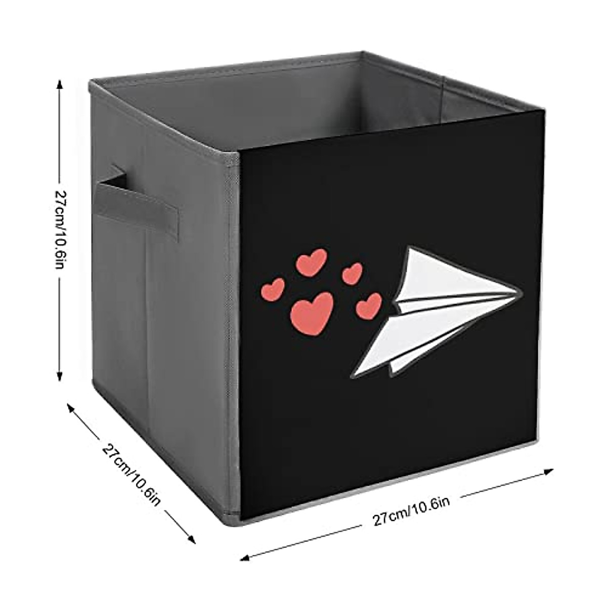 Paper Plane PU Leather Collapsible Storage Bins Canvas Cube Organizer Basket with Handles