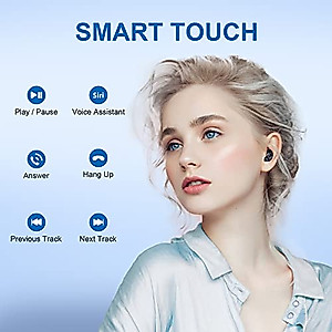QHQO 【2023 New】 Wireless Earbuds, True Wireless Bluetooth Earbuds 5.2 with Reduction Touch, IPX8 Waterproof Bluetooth Earbuds with Wireless Charging 42H Playtime for Android and iOS