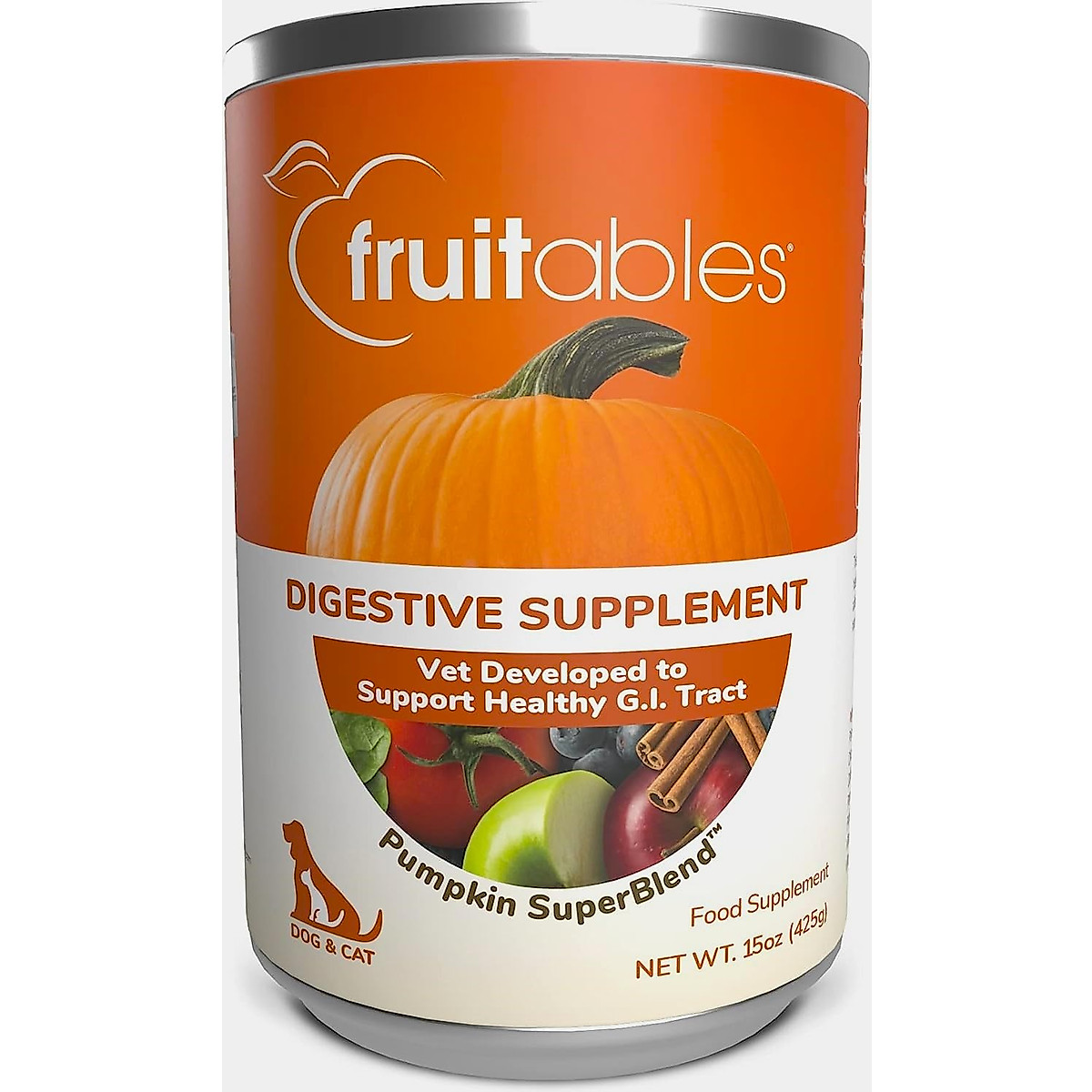 Aurora Pet Bundle (3) Fruitables Pumpkin Superblend Digestive Dog & Cat Supplement (15-oz Each) with AuroraPet Wipes