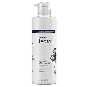 Ivory Moisturizing Body Wash Hint of Cotton, 17.9 Fl oz
