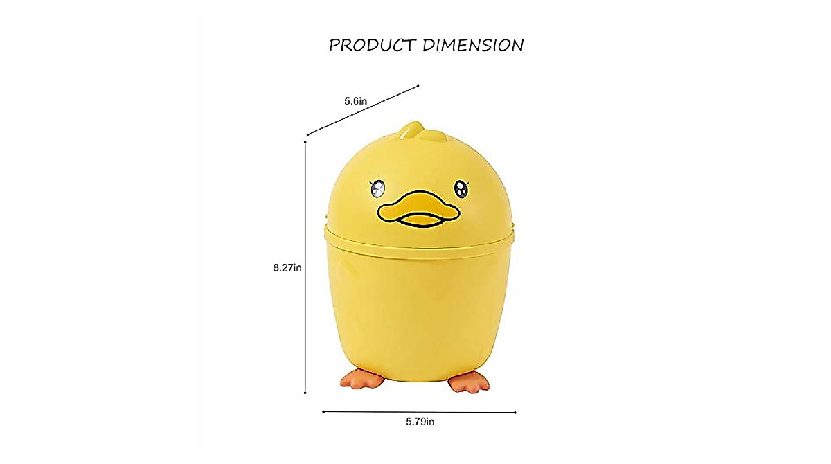 Cute Yellow Duck Trash Can for Bedroom & Living Room