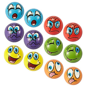 DOPHYRANIX Angry Funny Face Squeeze Stress Balls Fun Stress Relief Toys Therapeutic Educational Balls Bulk 1 Dozen 2.5" Stress Balls (12 Pieces)