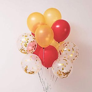 Red and Gold Balloons 40 pcs 12 Inch Red Balloons Gold Balloons Gold Confetti Balloons Boy Baby Shower Decorations for Blue Baby Shower, Boy Birthday, Toddler Party