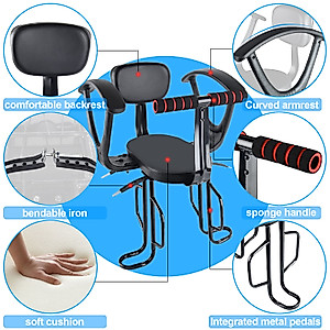 OUSEXI Rear Child Bike Seat with Thick Backrest, Rear Child Bicycle Seat Design for Children Aged 2 to 8 Years Old(Black)