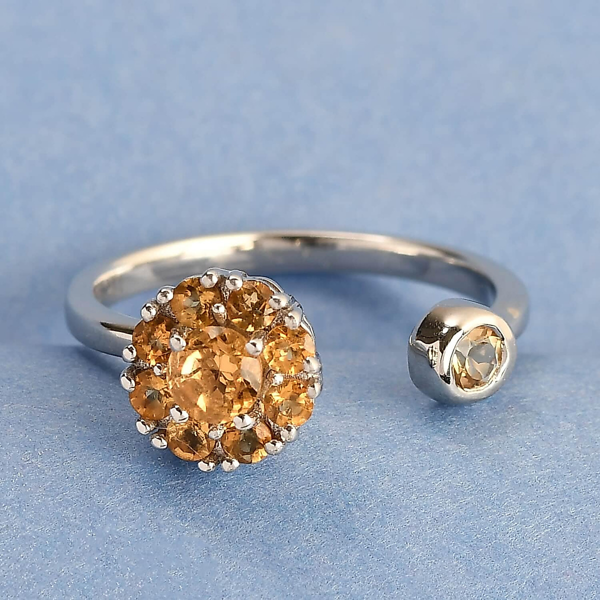 Shop LC Citrine Spinner Anxiety Ring for Women 925 Sterling Silver Platinum Plated Open Adjustable Birthstone Jewelry Stress Relief Gifts for Women Size 6-8 1.10 ctw Birthday Gifts