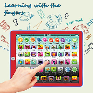 SPOGENN Learning Tablet Educational Touch Pad for Fun Learn Number ABCs Spelling Animal Green