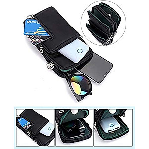 Cellphone Purse Wallet Cross Over Body Bag Shoulder Pouch Wristlet Armband for Samsung Galaxy S23 Ultra S22 S21 S20 FE A03 A33 A04 A14 A53 iPhone 14 13 12 11 Pro Max XR Google Pixel 7 6 Pro (Black)