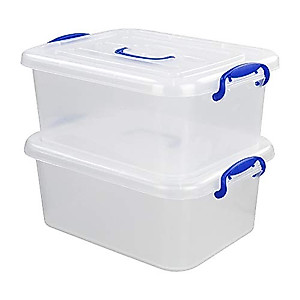 Leendines 8 Liter Clear Plastic Storage Bins, 2 Packs Storage Boxes with Lids