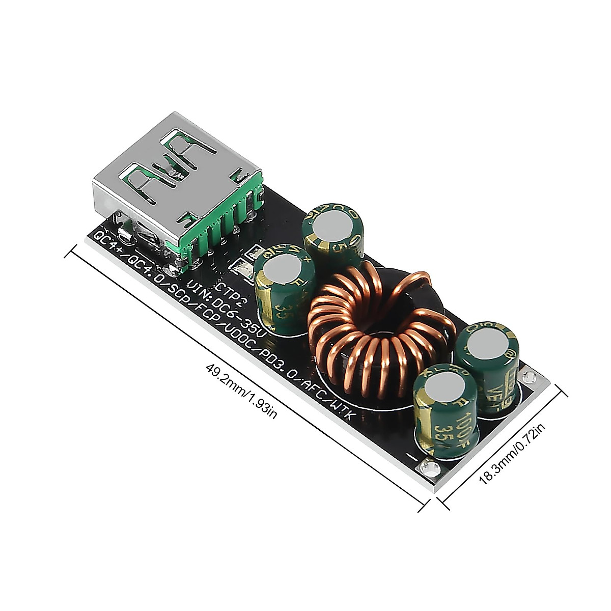 XIITIA 6pcs 60W 6-35V DC to USB-C PD 3.0 QC4.0 Type-A QC3.0 DC Fast Charge 12V 24V Step-Down Power Module USB Type-C Mobile Phone Quick Charge Adapter