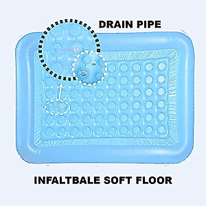 Inflatable Pools, Kiddie Pools, Inflatable Family Swim Play Center Pool with Soft Floor, 82" & 59" Durable Swimming Pool, Summer Water Fun for Garden or Backyard or Indoor (82Orange&59Blue)