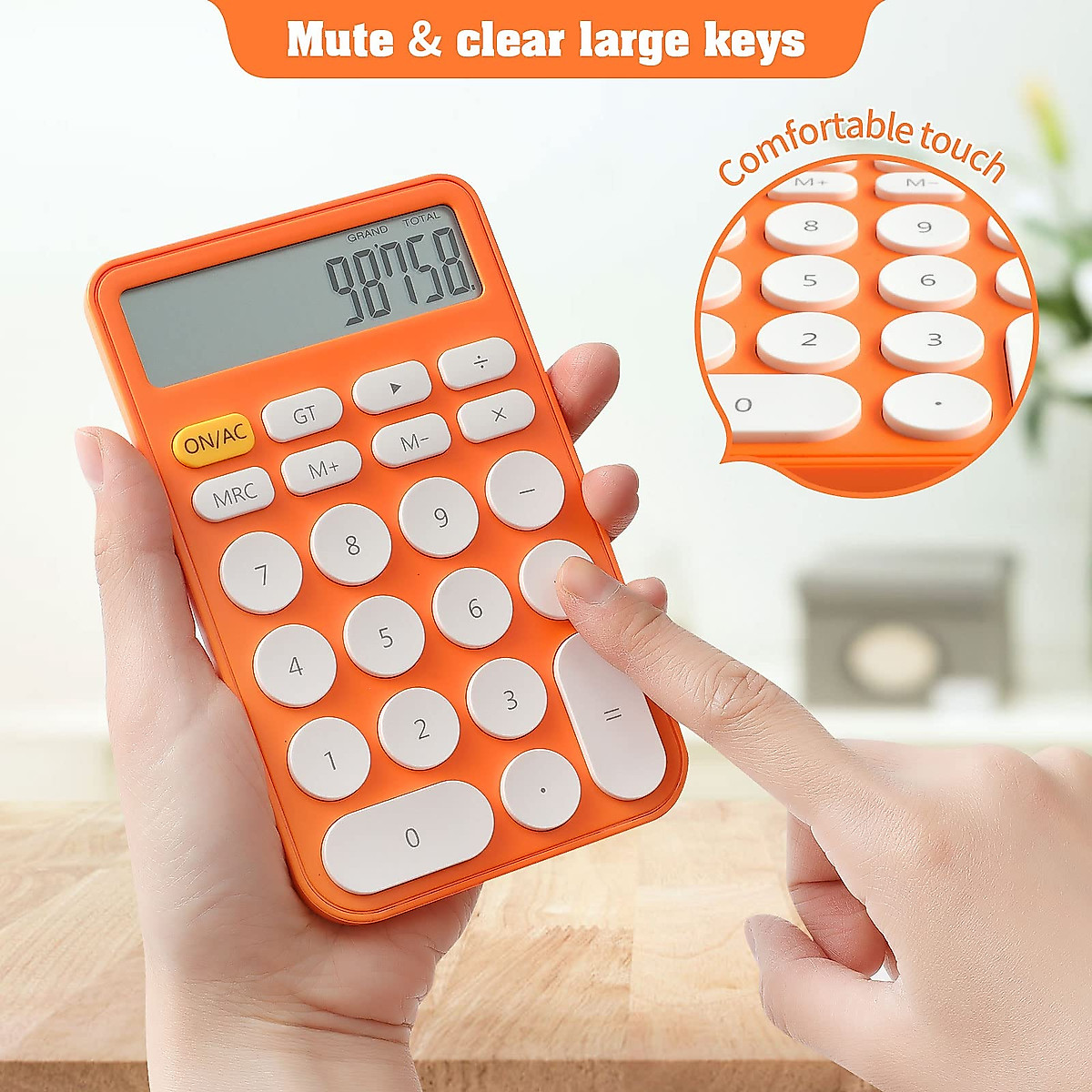 AOAILION Standard Calculator 12 Digit with Large LCD Display and Big Buttons,Cute Calculator,Desktop Calculator for Office, Home, School (White)