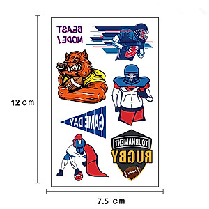 Temporary Tattoo, 60pcs Fake Tattoos Designs, Waterproof Body Art Stickers, Fan Games Event Tattoo Decorations, Party Favors Scholl Reward Prizes Supplies for Boys Girls Women Men 10 Sheets Football