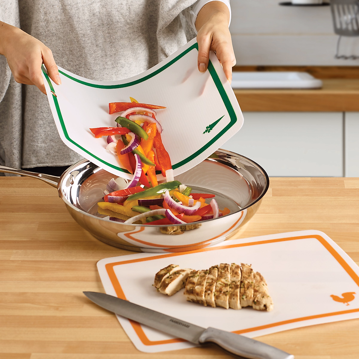 Farberware Flexible Cutting Mats with Food Icons, 11-Inch-by-15-Inch, Set of 4