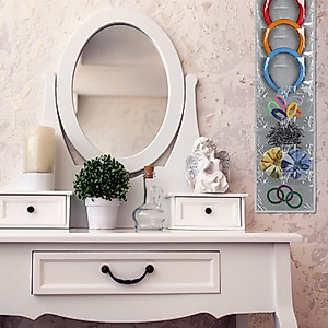 Shappy Headband Holder,Hanging Headband Storage Organizer Women, headphone organizer classroom Hair Accessory Holder with PVC Clear Pockets(8.7 inches,Gray)