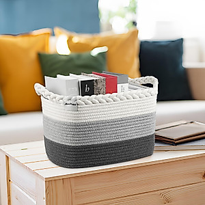 AivaToba 3 Pack Storage Basket: Toy Basket Cotton Rope Basket with Handles - Decorative Basket for Clothes, Blankets, Toys, Books（ 13.4” x 8” x 9” ）