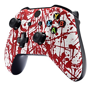 eXtremeRate Blood Spatter Faceplate Cover, Soft Touch Front Housing Shell Case, Comfortable Soft Grip Replacement Kit for Xbox One X S Controller - Controller NOT Included