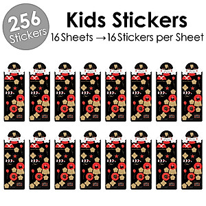 Big Dot of Happiness Red Carpet Hollywood - Movie Night Birthday Party Favor Kids Stickers - 16 Sheets - 256 Stickers