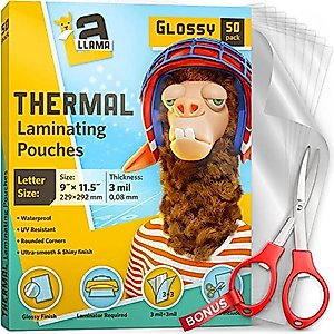 Thermal Laminating Pouches, 9 x 11.5 Inches, 3 Mil Thick, 50 Pack, Suited for Letter Size Laminating Sheets 8.5 x 11