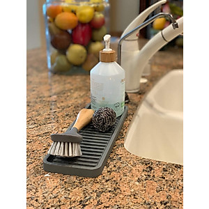 Happitasa Silicone Kitchen Sink Organizer Tray and Sponge Holder | Zigzag Style (Cool Grey, 12" x 4")