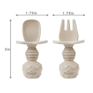 PandaEar Divided Unbreakable Silicone Baby and Toddler Plates & Baby Spoons and Fork Feeding Set