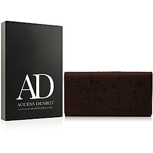 Leather Clutch Organizer Wallets For Women - Suede Womens Wallet Floral Print Organizer With Gifts Box For Her RFID Blocking