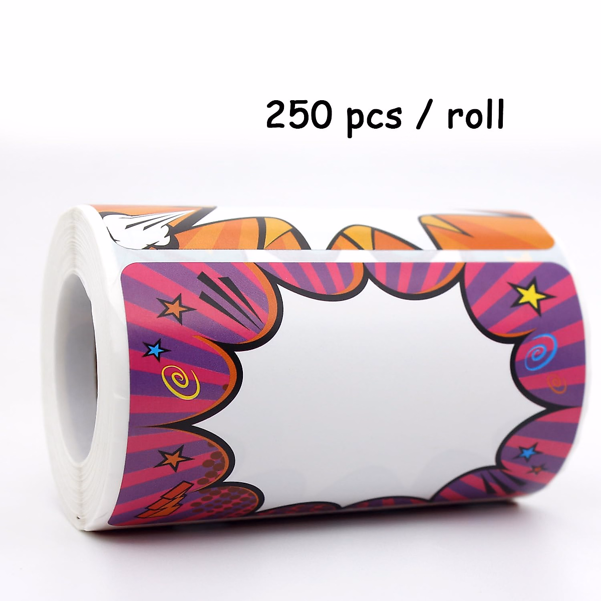 Cute Big Name Tags Stickers Labels Roll 250 Pcs Self Adhesive Personalized Name Tag Label Sticker 6 Different Designs 3.5"X 2.25" (Bubble Cloud)