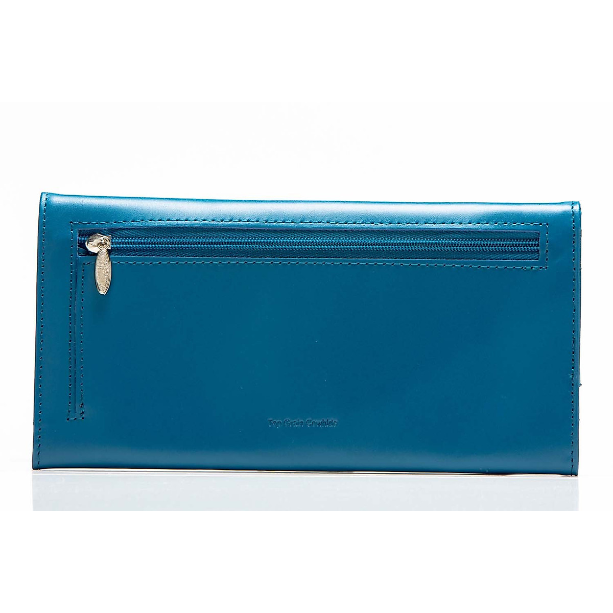 Big Skinny Women's Slimvelope Leather Tri-Fold Checkbook Slim Wallet, Holds Up to 40 Cards, Ocean Blue