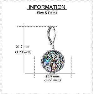 ONEFINITY Giraffe Tree of Life Earrings Sterling Silver Leverback Giraffe Abalone Shell Dangle Drop Earrings for Women Jewelry Gifts
