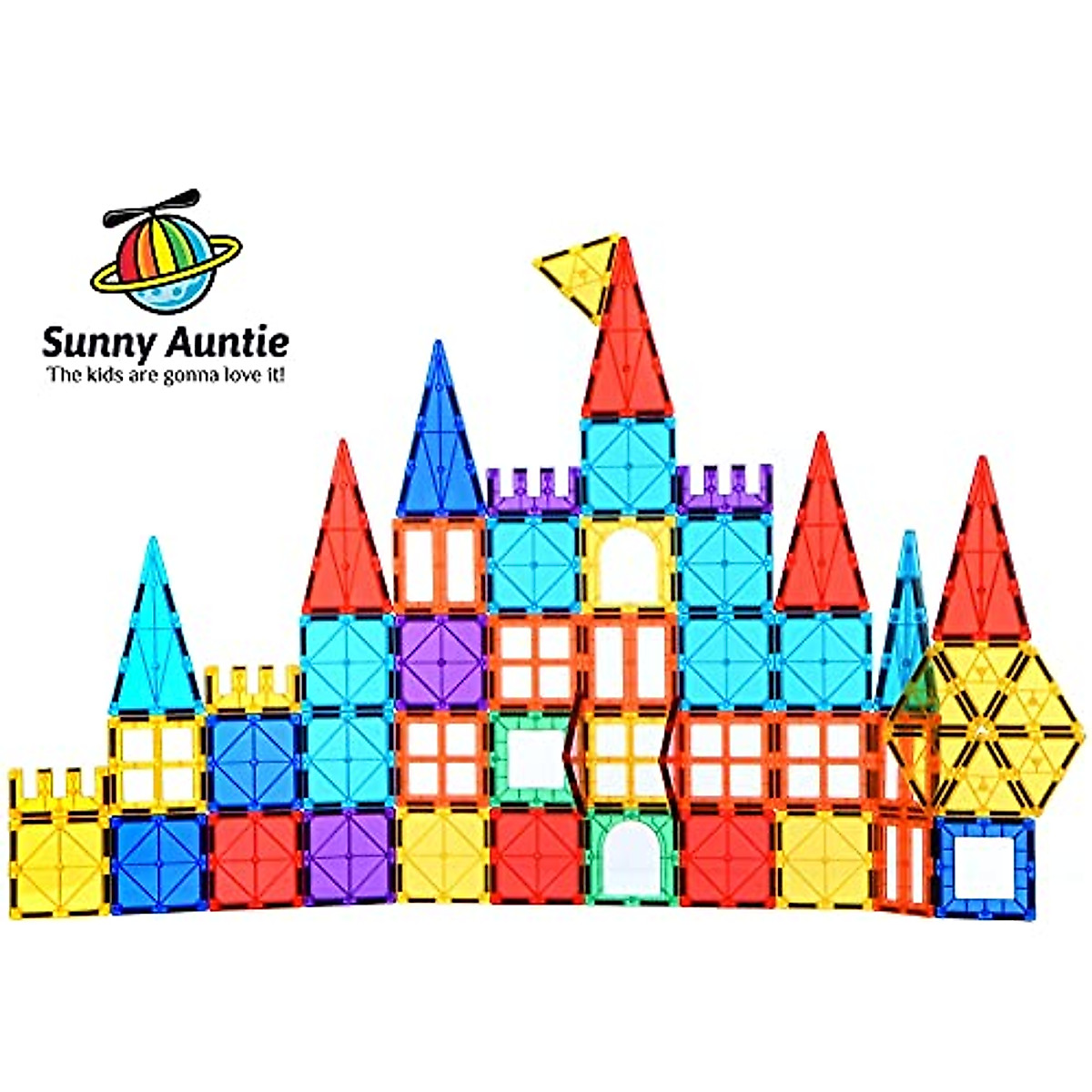 Magnetic Tiles 125 PCS + 4 FIGURES, Magnetic Tiles for Kids, Toy for 3 4 5 6 7 Year Old Boys & Girls, Educational Construction STEM Toy, Magnetic Tiles Building Set, Great Gift for Kids Aged 3-8