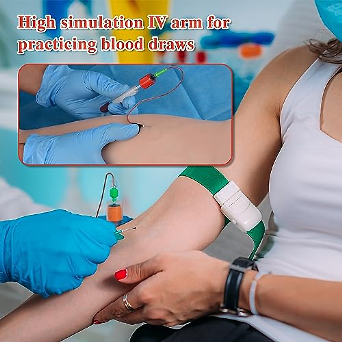 SimCoach Intravenous Practice Arm, Phlebotomy Practice Kit, IV Venipuncture Training Arm for Injection and Infusion, Medical EducationTraining Model