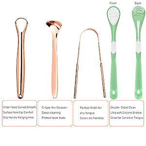 4Pack Tongue Scraper Tongue Cleaner Double-Side Silicone Tongue Brush for Adults Kids Oral Care Reduce Bad Breath