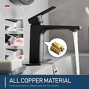 Black Bathroom Faucet Single Handle Bathroom Sink Faucet with Pop-up Drain and Deck Plate Rv Lavatory Vessel Faucet Basin Mixer Tap