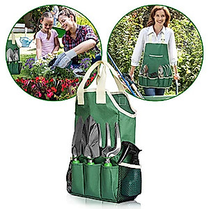 GardenHOME Garden Tool Set - 11Pcs Garden Hand Tool Set Equipment with Tote Bag Adjustable and Apron,Gardening Tools for Women