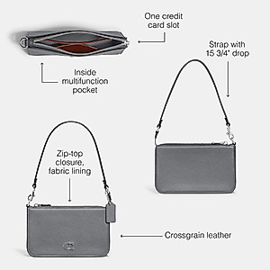 COACH Pouch Bag in Crossgrain Leather, Grey Blue