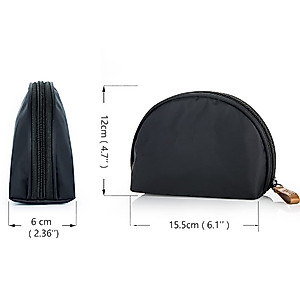 Hekyip Half Moon Cosmetic Bag, Travel Makeup Pouch, Portable Waterproof Cosmetic Pouch for Girls Women, Small (INNER RED)