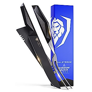 Dalstrong Carving Knife & Fork Set - 9" Blade - Shadow Black Series - Black Titanium Nitride Coated - High Carbon - 7CR17MOV-X Vacuum Treated Steel- Sheath - NSF Certified
