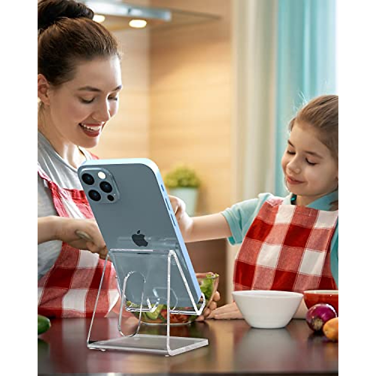 KTRIO Acrylic Cell Phone Stand, Clear Phone Holder, Transparent Phone Stand for Desk Phone Dock Cradle Compatible with iPhone 14 13 Pro Max 12 11 XR, All Smartphones 4-8 inch, Desk Accessories