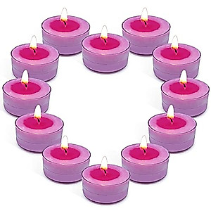 Soyyla Lilac Tealights Candles, 12 Pack Clear Cups Soy Candles Long Lasting Tea Lights for Weddings Birthday Festival Celebration Party Candle Gardens