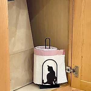 Evelots Kitty Cat Toilet Paper Holder-Free Standing-Bathroom Space Saver-Black Metal