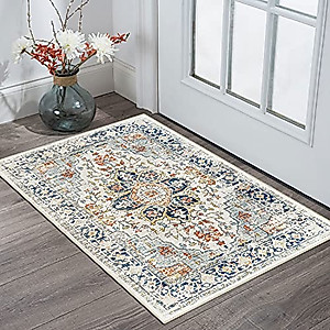 Homcomoda Small Area Rug 2x3 Non Skid Washable Indoor Door Mat for Entryway Low Pile Vintage Throw Rugs for Living Room Bedroom Kitchen