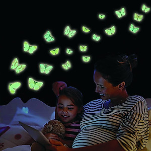 IARTTOP Luminous Butterfly Wall Decal, Inspirational Quotes-Be Your Own of Kind Peel and Stick Murals, Romantic Glow Butterflies Theme Wall Sticker for Girls Bedroom Nursery Kids Room Decoration