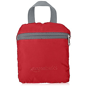 Amazon Basics Lightweight Packable Hiking Travel Day Pack Backpack - 17.5 x 17.5 x 11.5 Inches, 25 Liter, Red