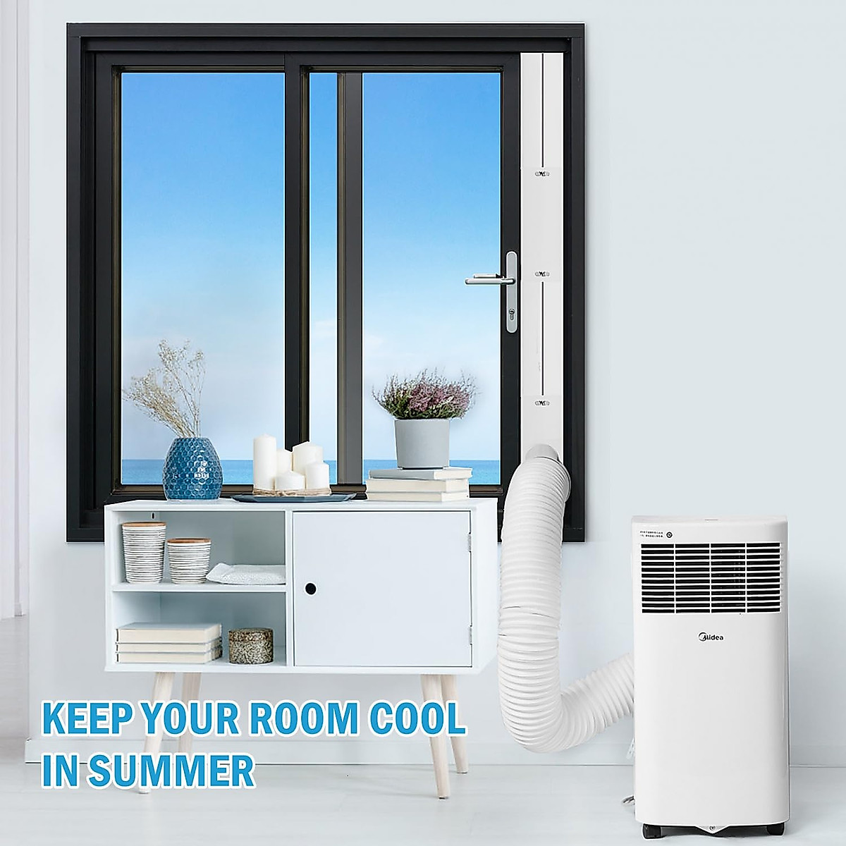 YoleShy Portable Air Conditioner Window Kit with Coupler Adjustable Window Seal for AC Unit, Sliding AC Vent Kit for Exhaust Hose, Universal for Ducting with 5.9 Inches Diameter