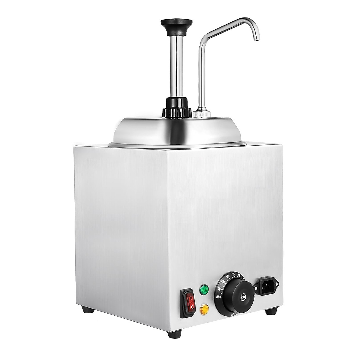 Cheese Warmer with Pump, 2.6Qt Nacho Cheese Warmer, 650W Hot Fudge Warmer with Pump 30-110℃ Temp Adjustable, Stainless Steel Hot Cheese Dispenser for Salad Jam Seasoning Sauce