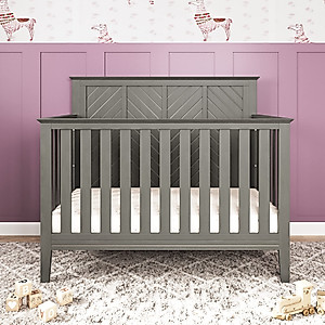 Child Craft Atwood 4-in-1 Convertible Crib, Baby Crib Converts to Day Bed, Toddler Bed and Full Size Bed, 3 Adjustable Mattress Positions, Non-Toxic, Baby Safe Finish (Lunar Gray)